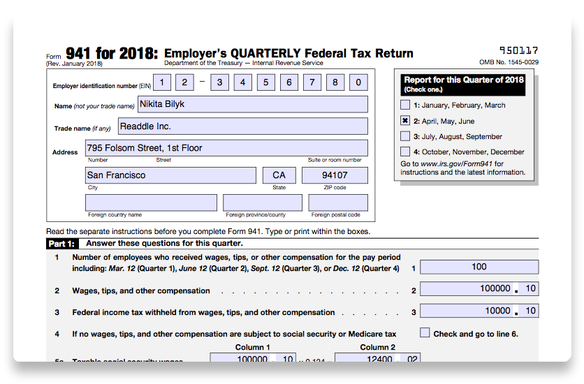 Form 941 Excel Template